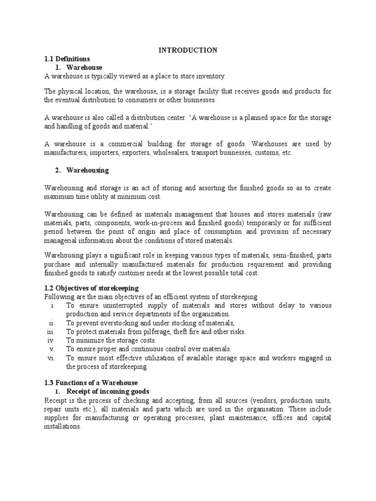 Topic 1 Introduction To Warehousing | PDF | Warehouse | Inventory