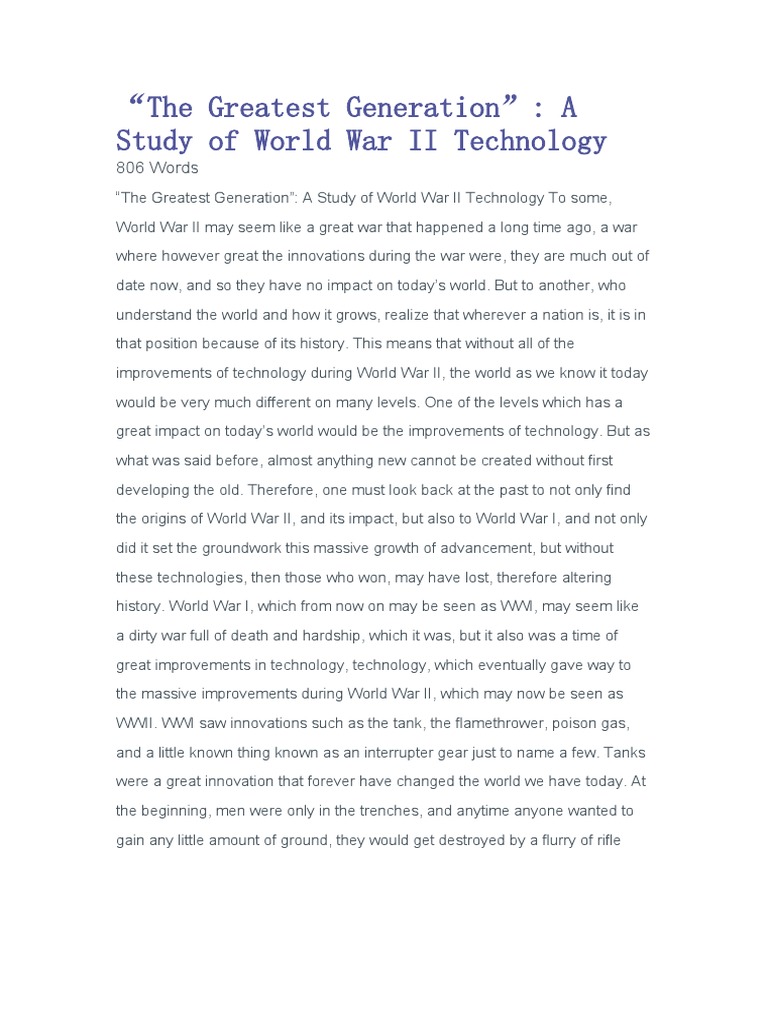 The Greatest Generation | PDF