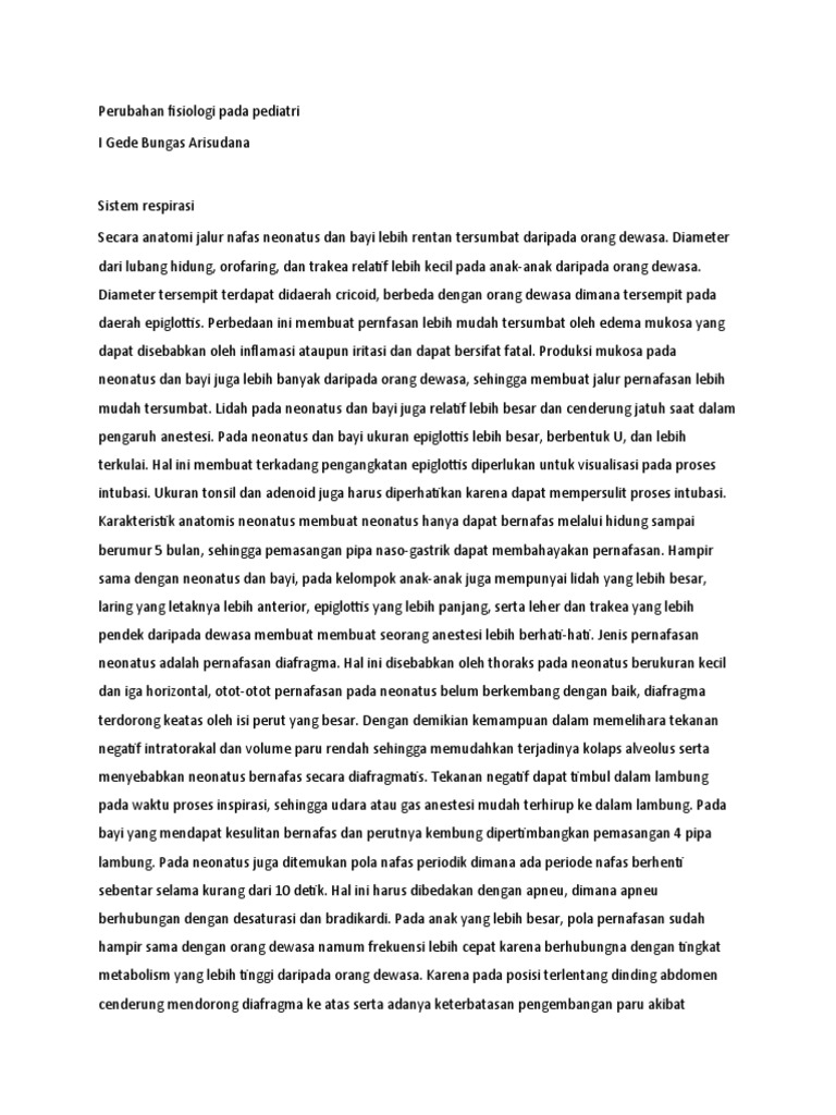 Perubahan Fisiologi pada Pediatri | PDF | Kajian Bahasa Asing