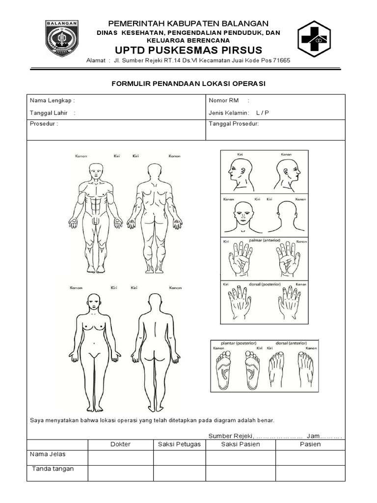 Formulir Penandaan Lokasi Operasi Puskesmas | PDF