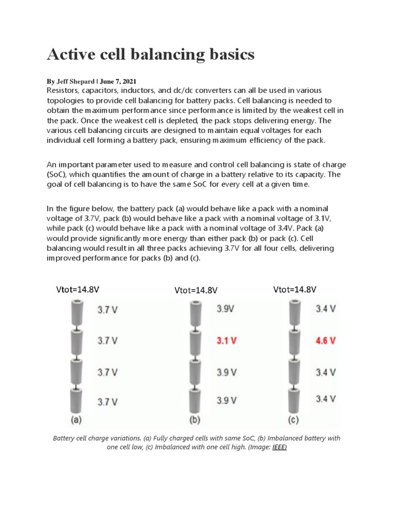 Active Cell Balancing Techniques | PDF | Capacitor | Voltage