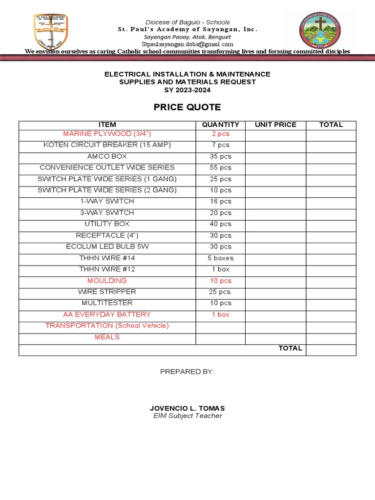 EIM Price Quote | PDF