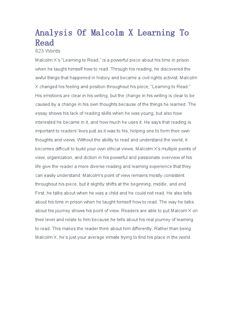 Analysis Of Malcolm X Learning To Read | PDF