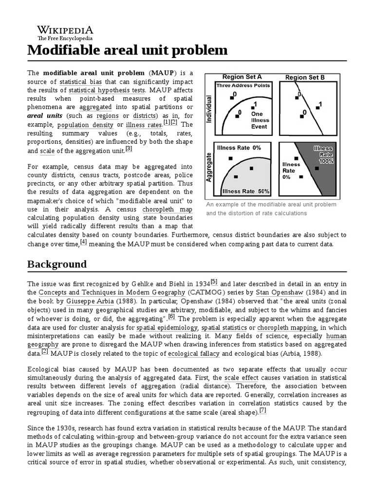 Modifiable Areal Unit Problem Pdf Science Statistics
