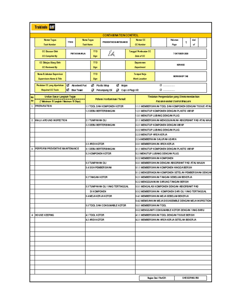 Contoh Form Preventive Maintenance | PDF