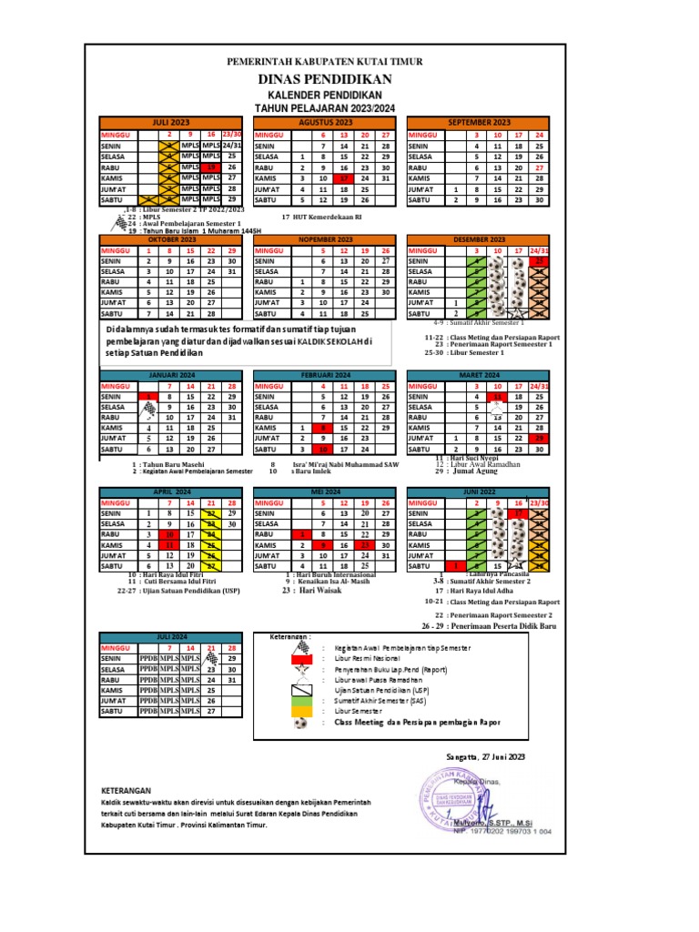 Kalender Pendidikan Kutai Timur 2023/2024 | PDF