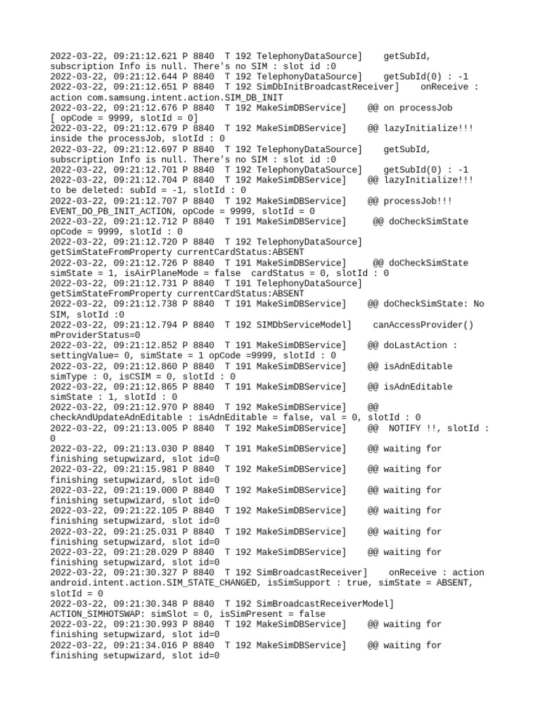 SIM Status and Initialization Logs | PDF | Computers