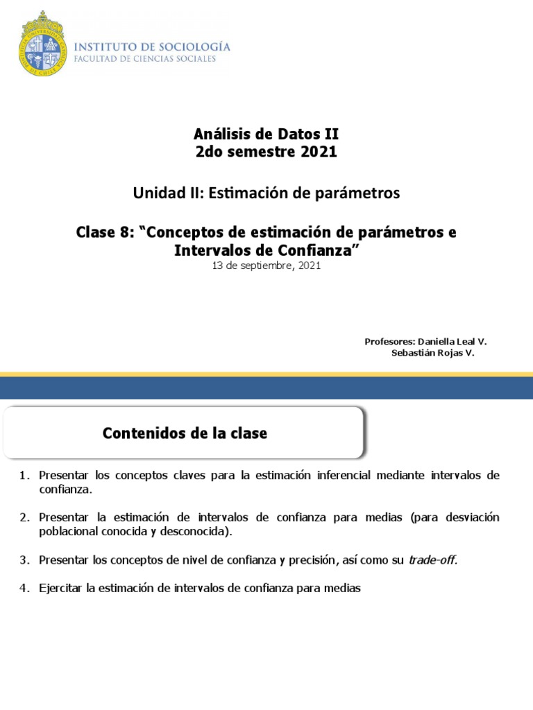 Clase 08 - Intervalos de Confianza para Medias | PDF | Intervalo de confianza | Teoría de la ...