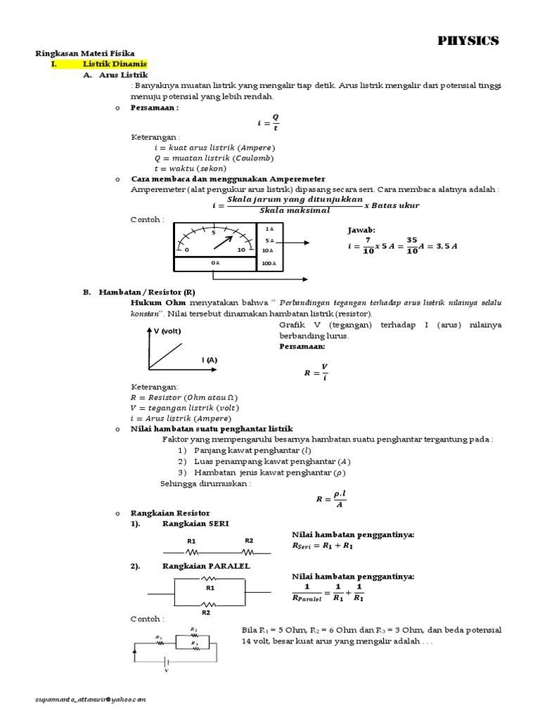 Materi Dan Latihan Listrik Dinamis Fisika X Genap - SMK | PDF