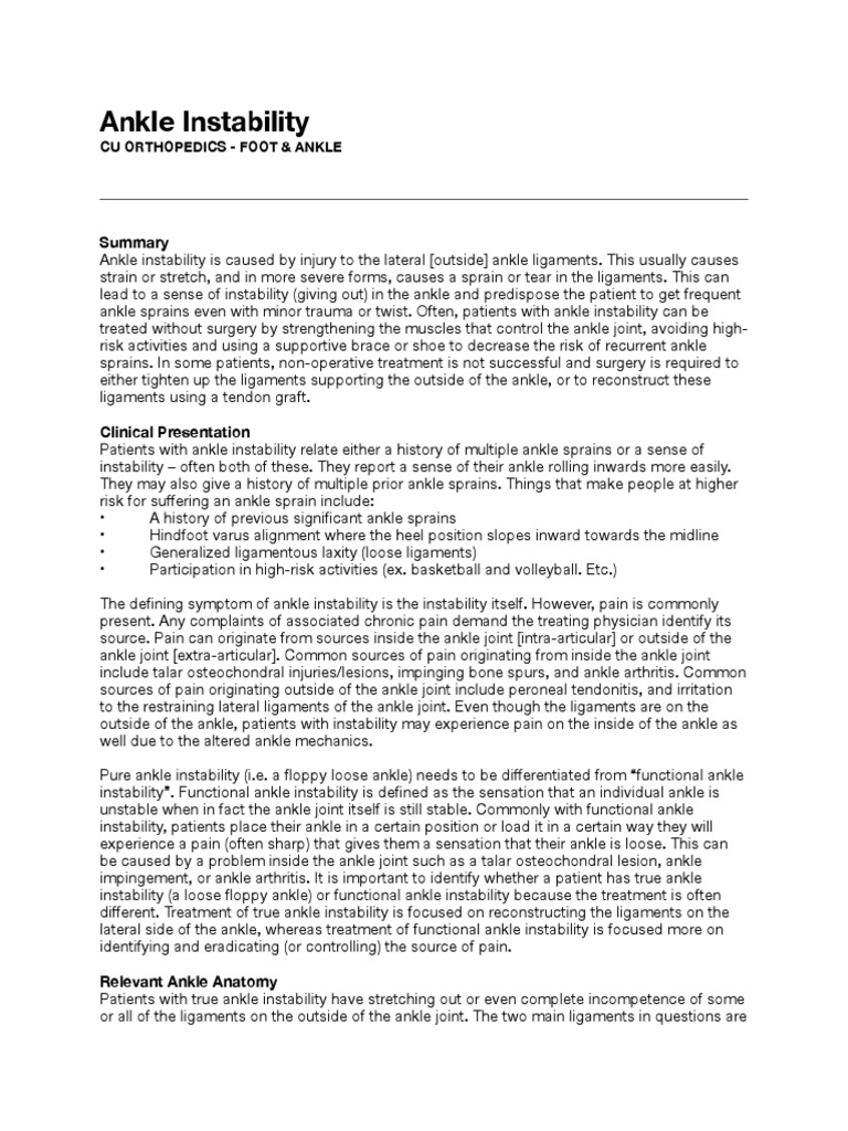 Ankle Instability | PDF | Ankle | Musculoskeletal System