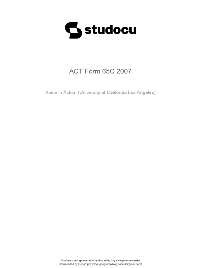 ACT Form 65C Overview 2007 | PDF