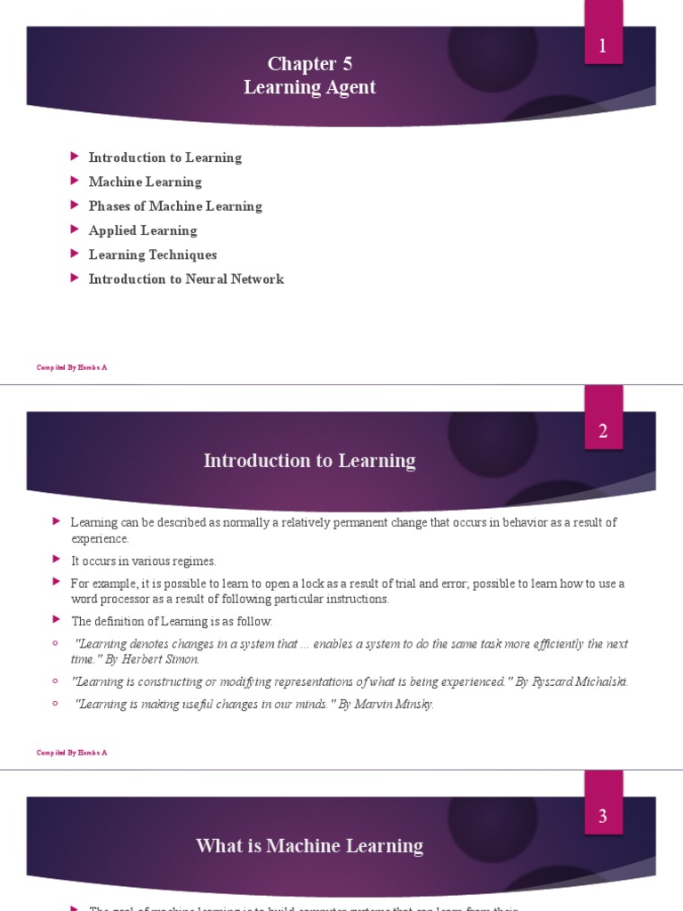 Chapter 5 Learning Agent | PDF | Machine Learning | Artificial Intelligence