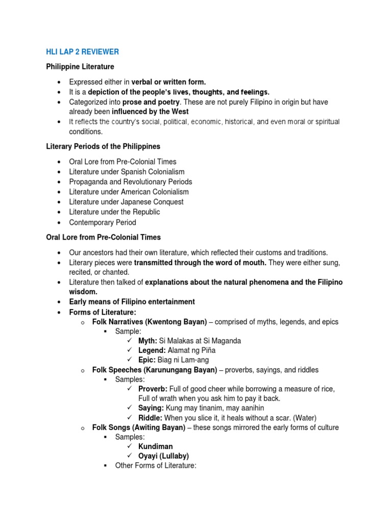 Hli Lap 2 Reviewer | PDF | Philippines | Tagalog Language