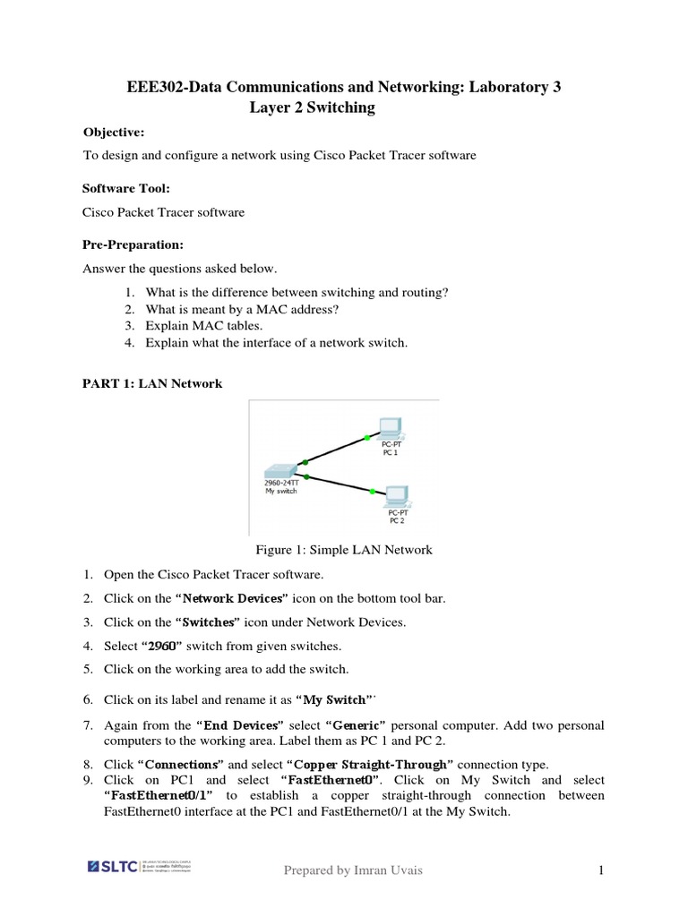 Laboratory 3 Layer 2 Switching - v5 | PDF | Network Switch | Computer Network