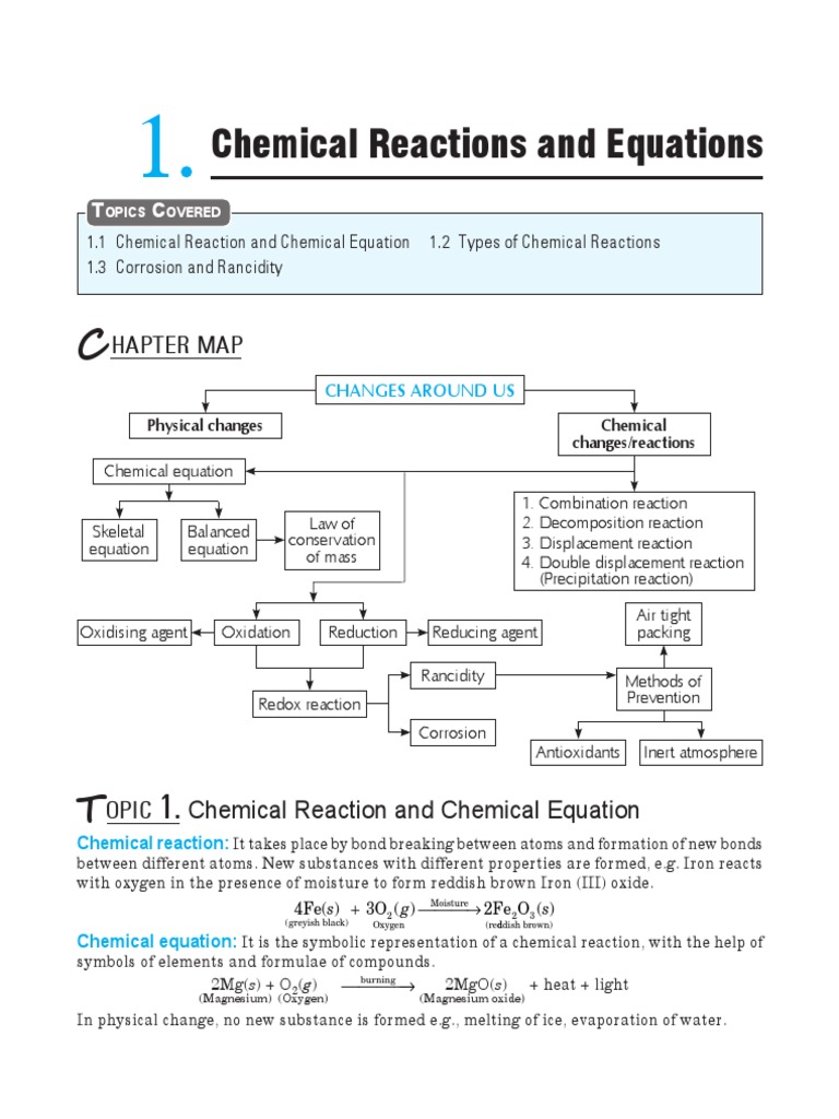 Chemical Reactions and Equations Class 10 | PDF | Redox | Chemical Reactions