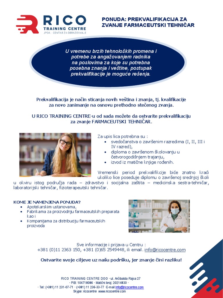 Ponuda Prekvalifikacija Za Farmaceutskog Tehničara 2022 1005 | PDF