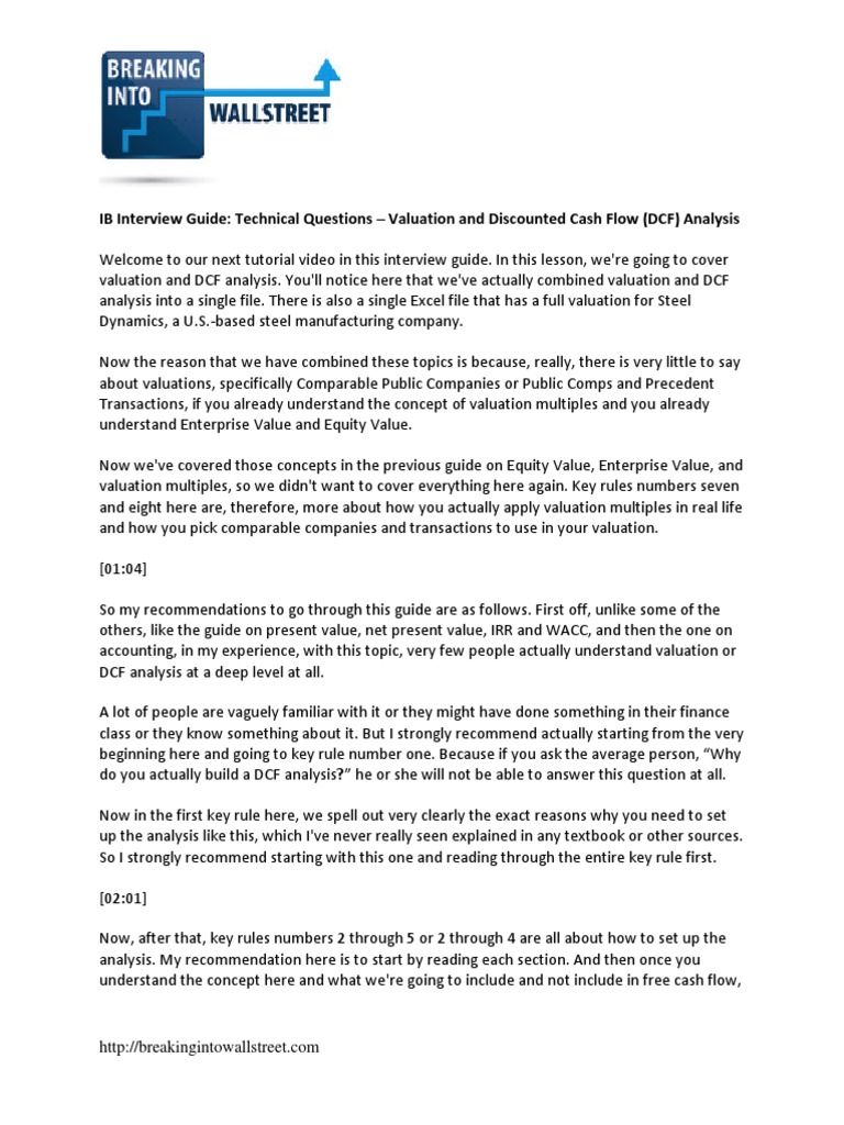 IBIG 04 05 Valuation DCF Analysis Transcript Download Free PDF