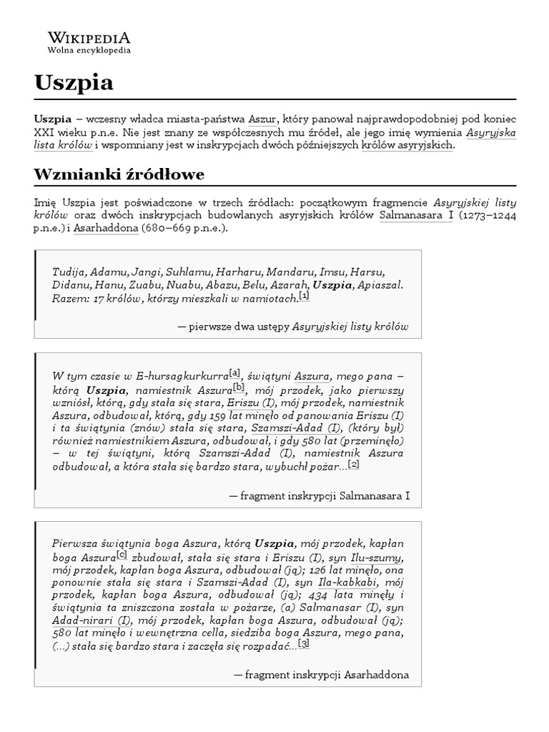 Uszpia - Wikipedia, Wolna Encyklopedia | PDF Uszpia - Wikipedia, Wolna Encyklopedia | PDF