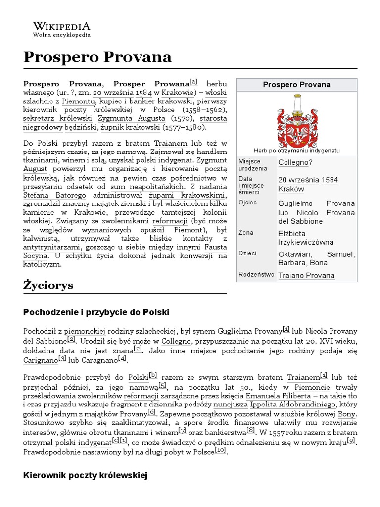 Prospero Provana - Wikipedia, Wolna Encyklopedia | PDF