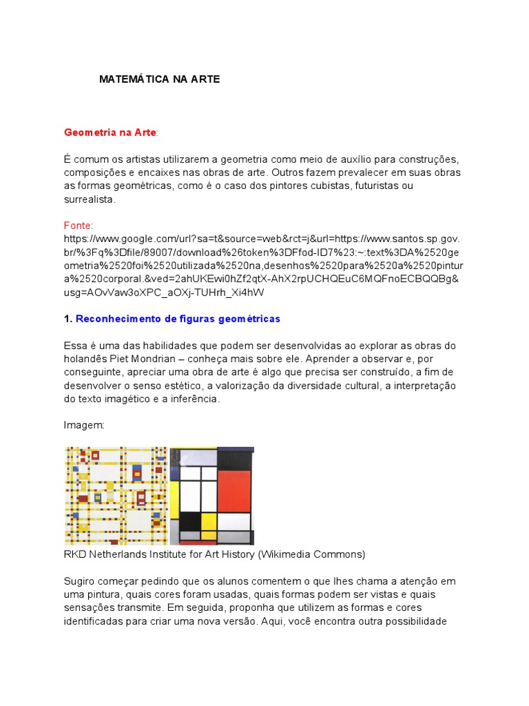 Matemática Na Arte | Download grátis PDF | Geometria | Imagem