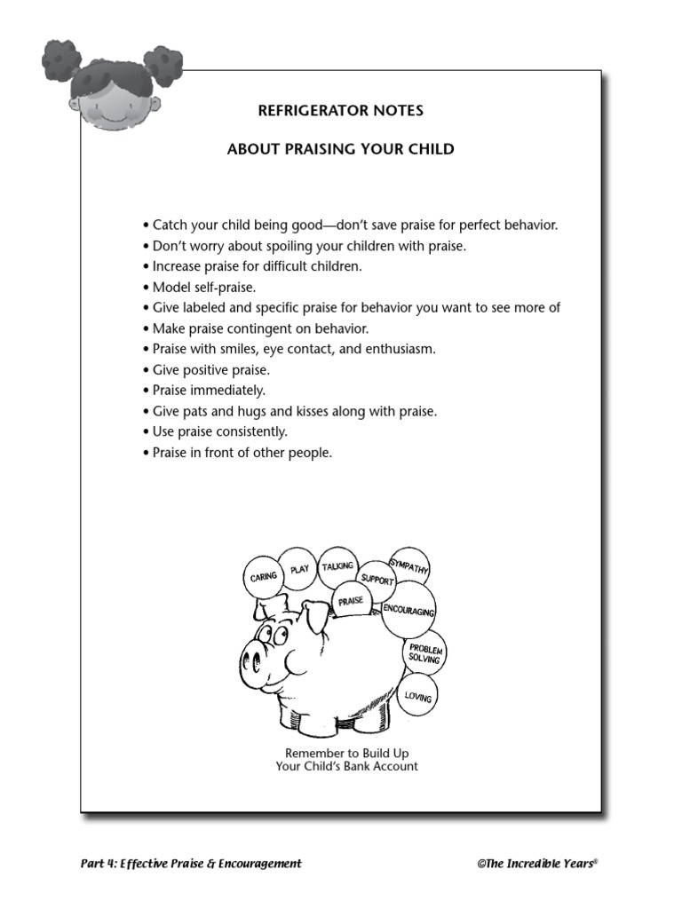 Toddler Handouts Parts Four and Five Praise and Incentives | PDF ...