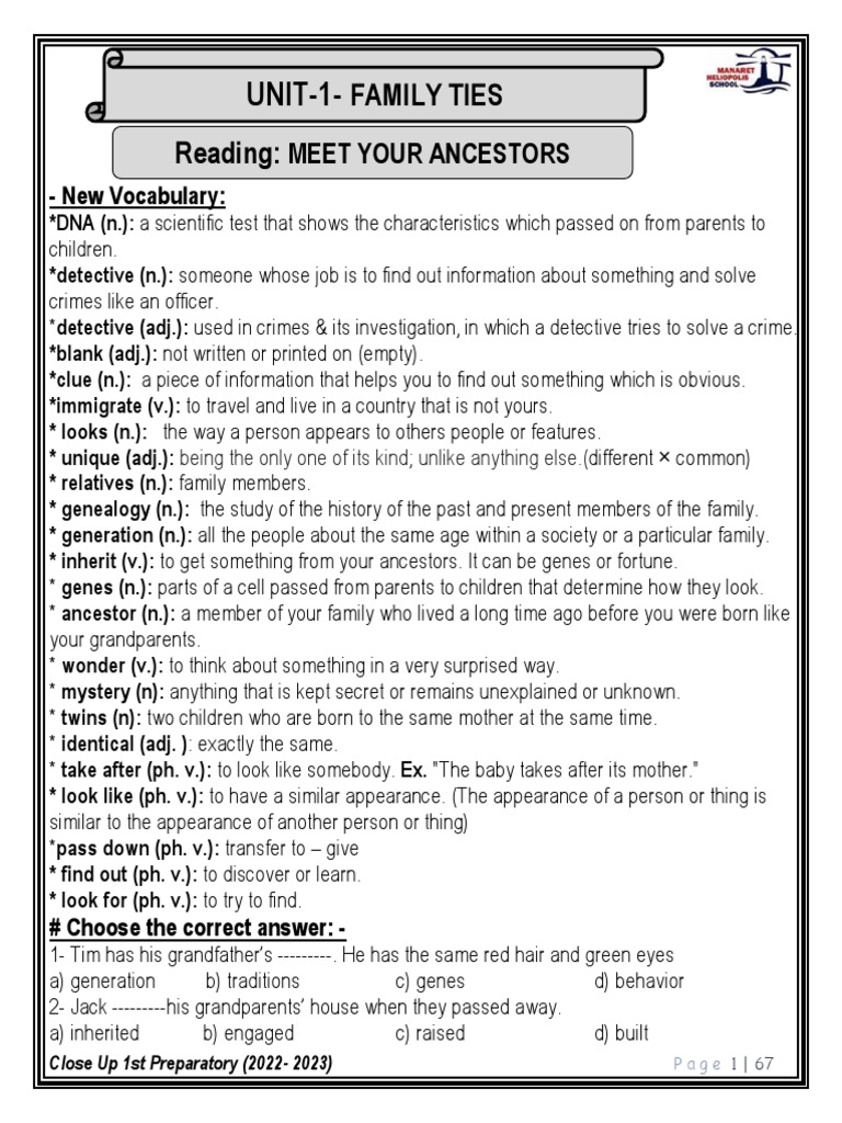 First Prep, 1st Term Booklet 2022-2023-1 | PDF | Olive | Grandparent