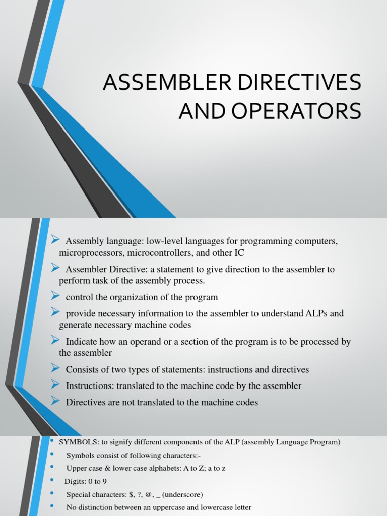 Directives DD | PDF | Assembly Language | Pointer (Computer Programming)