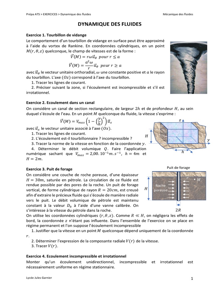 PREPA ATS 20xx EXERCICES Dynamique Des Fluides | PDF | Traînée | Pression