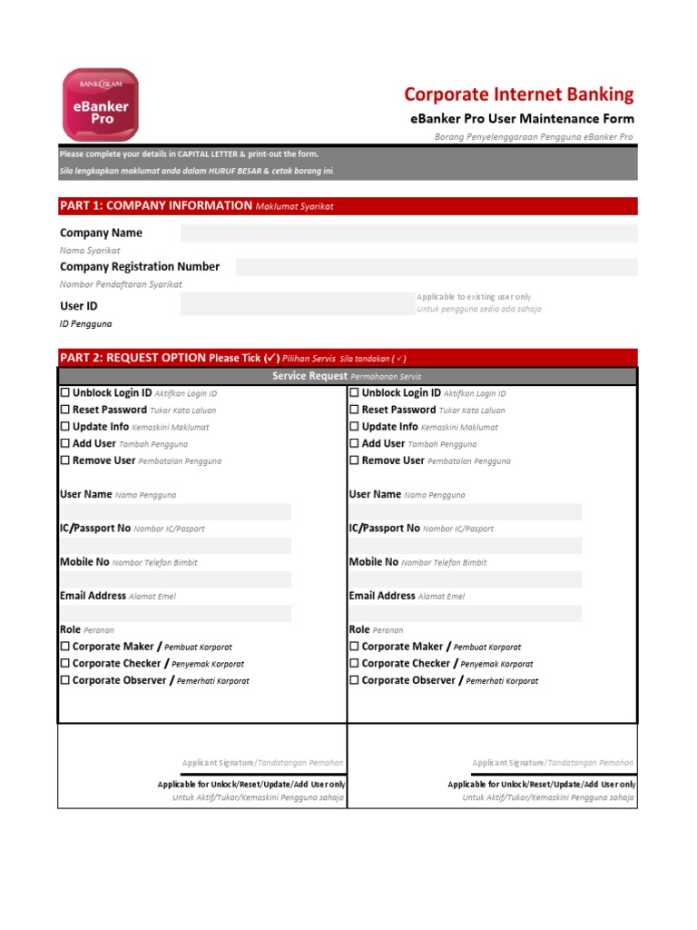 Borang Add User Ebanker | PDF