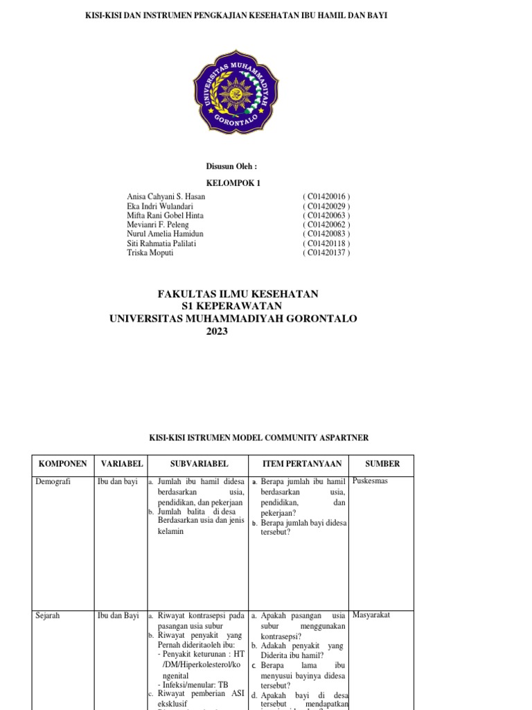 Kuesioner KLP 1 Ibu Hamil - Bayi Revisi | PDF