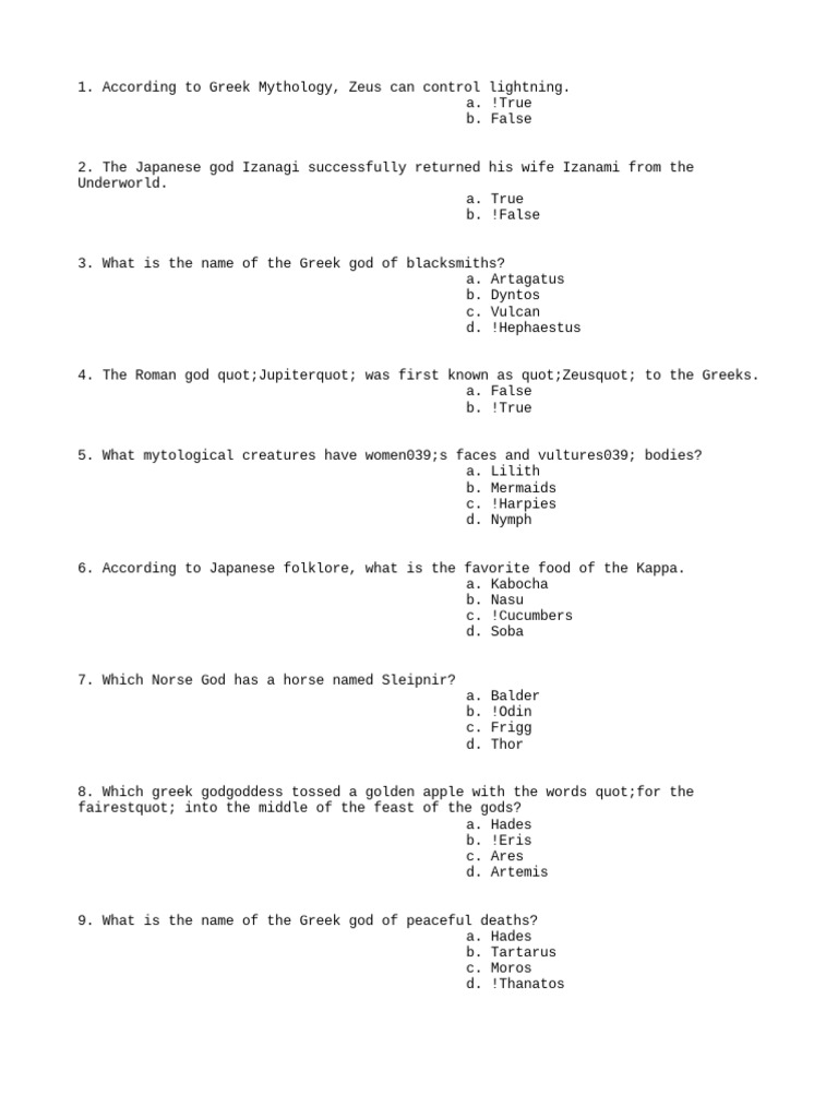 PHIL102 Answer Key 3 | PDF | Greek Mythology | Hades
