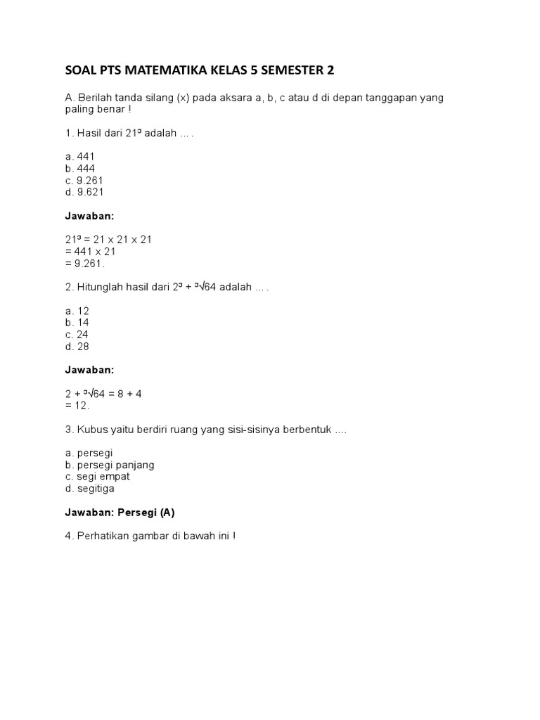 Soal PTS Matematika Kelas 5 Semester 2 | PDF | Metode & Bahan Ajar