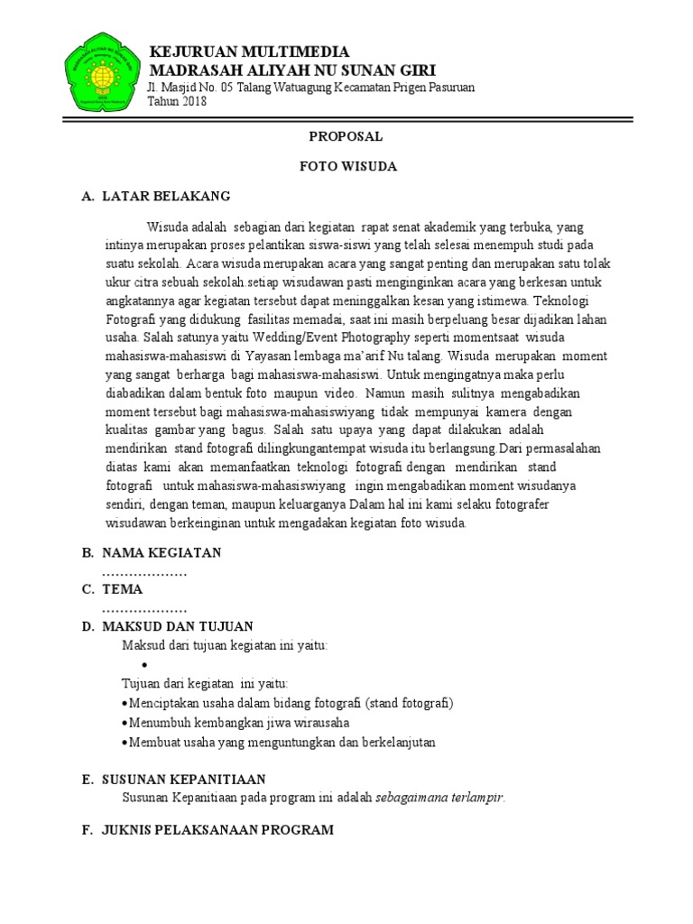 Proposal Foto Wisuda | PDF | Griya & Taman
