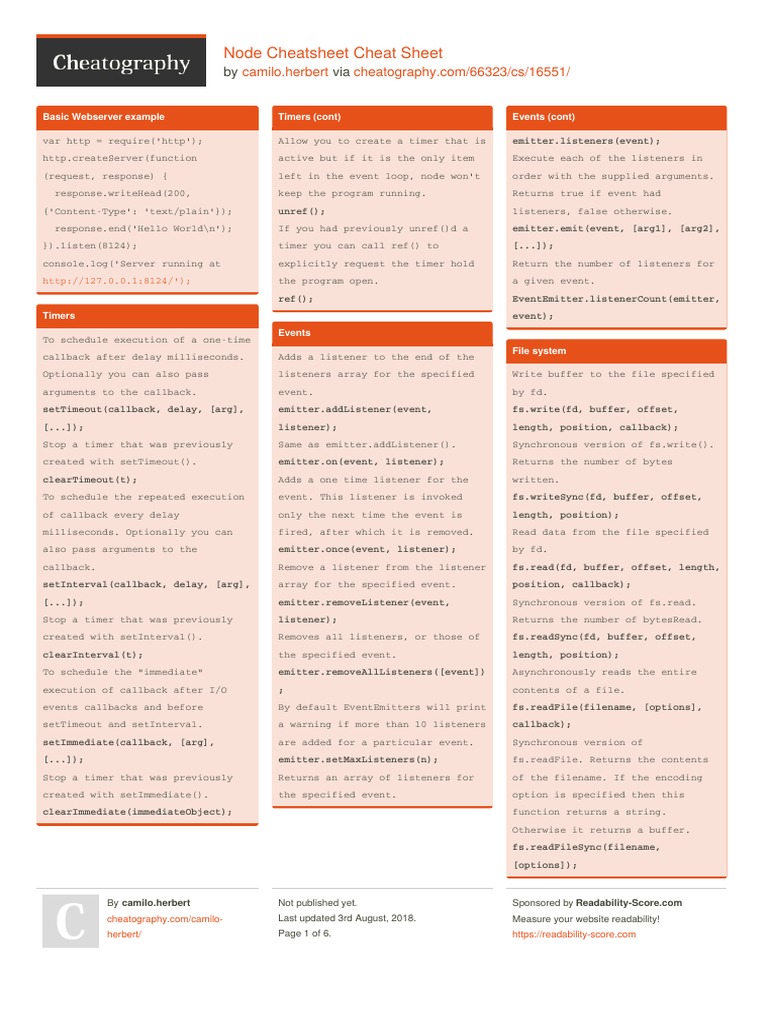 Camilo Herbert - Node Cheatsheet | PDF | Web Server | Internet & Web