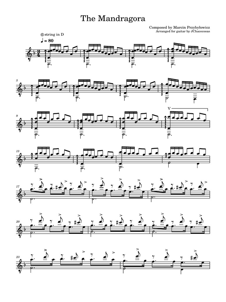 The Witcher 3 - The Mandragora | PDF | Guitar Family Instruments | Guitars