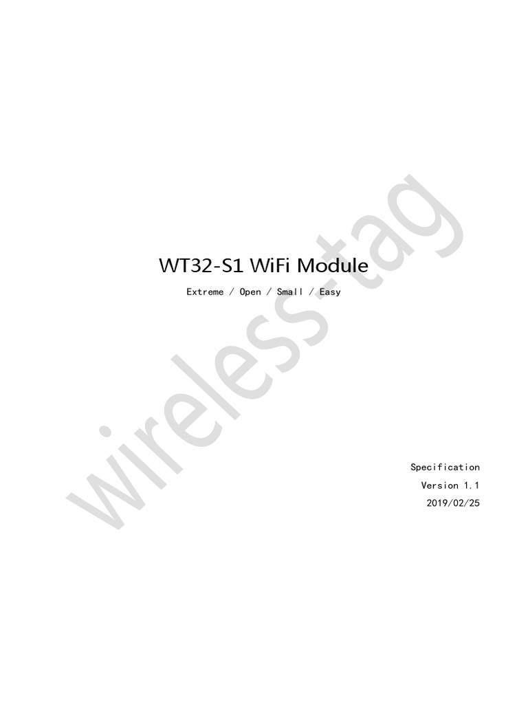 WT32 S1 DataSheet V1.1 | PDF | Bluetooth | Wi Fi