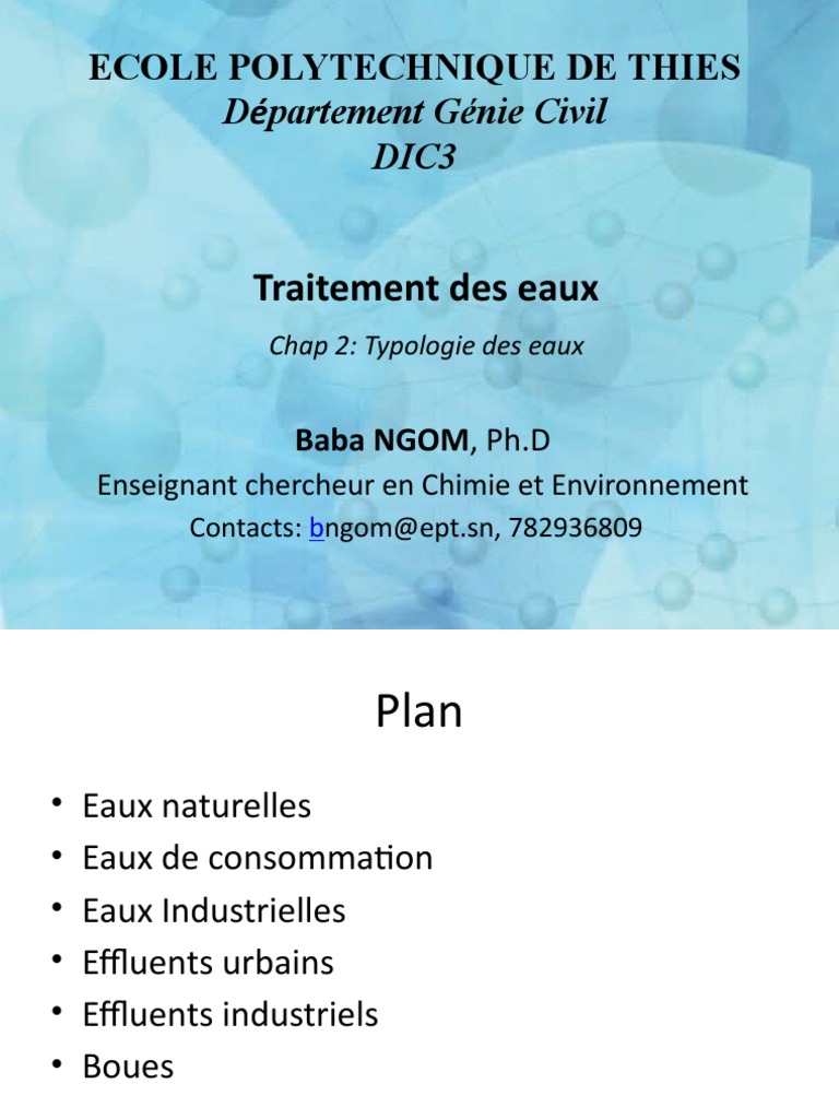 Chap 2 Typologie Des Eaux | PDF | Eaux usées | Boire de l'eau