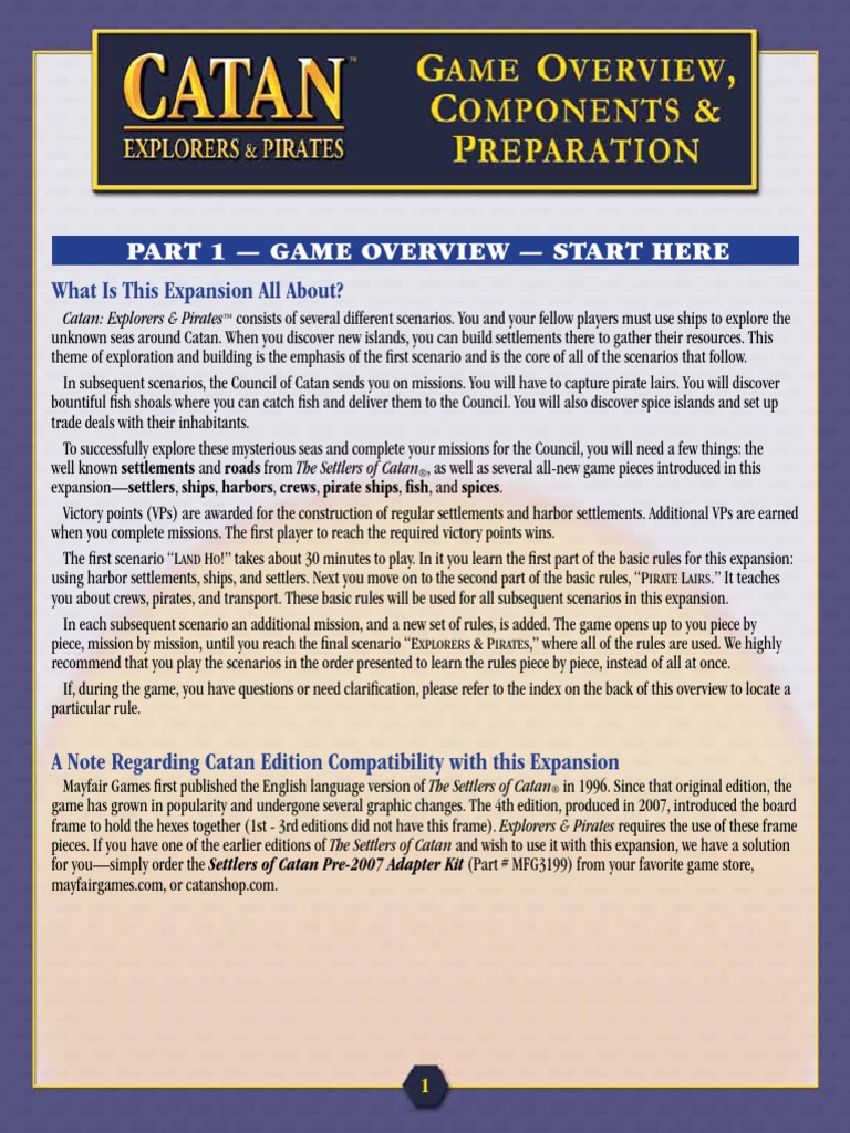 Catan Explorers & Pirates Rulebook | PDF