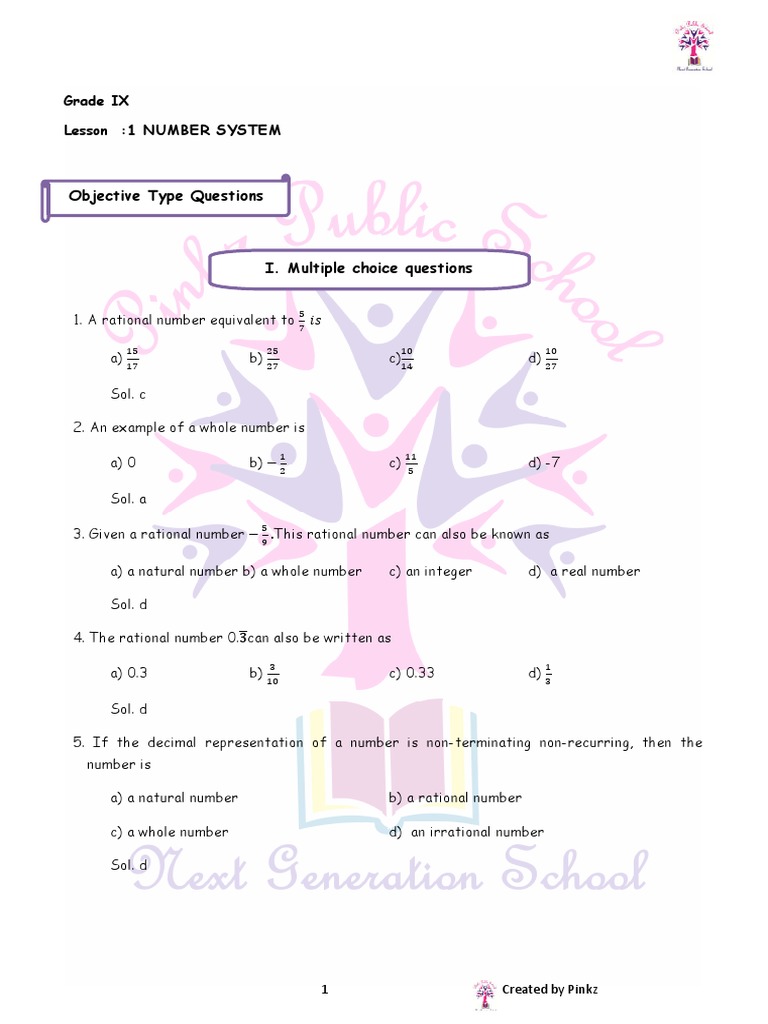 Lesson 1. Number System | PDF | Numbers | Rational Number