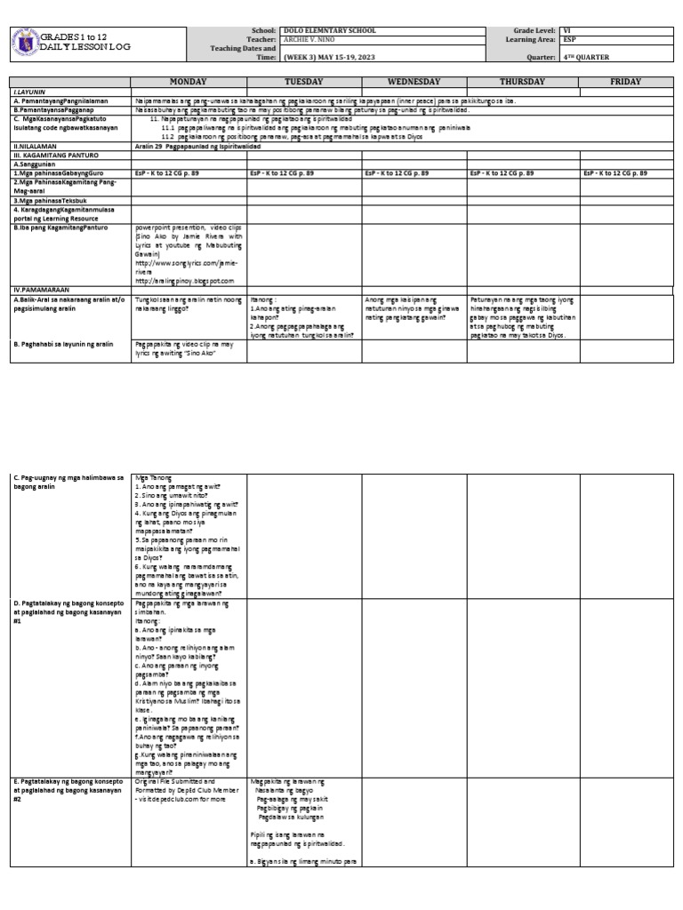 DLL - Esp 6 - Q4 - W3 | PDF