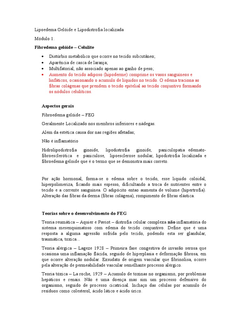 Lipoedema Gelóide e Lipodistrofia Localizada | PDF | Massagem | Inflamação
