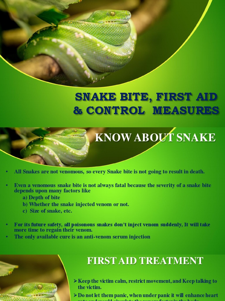 Snake Bite, First Aid & Control Measures 1234 | PDF