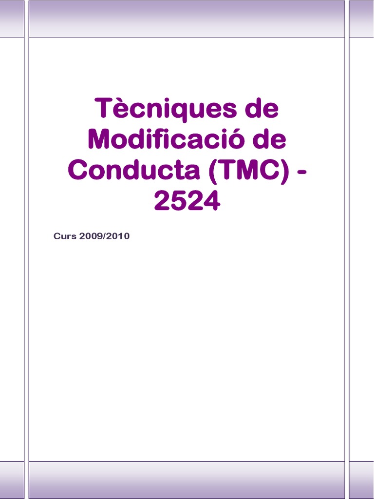 Tècniques de Modificació de Conducta (TMC) | PDF