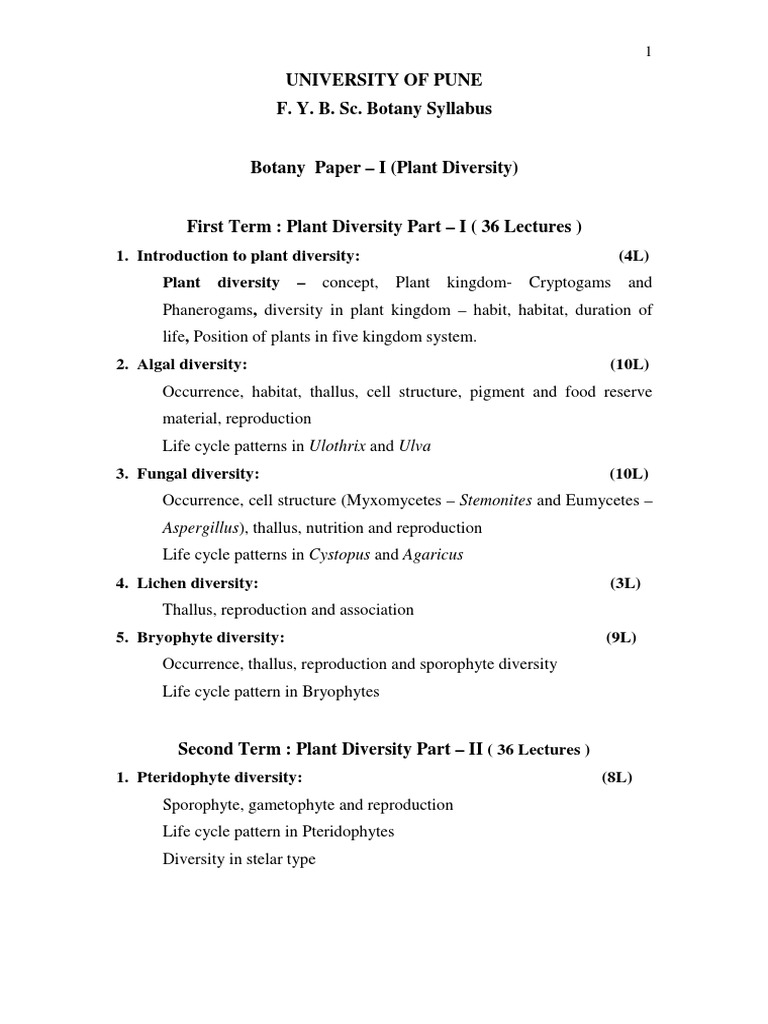 FYBSc Botany Syllabus | Download Free PDF | Plants | Botany