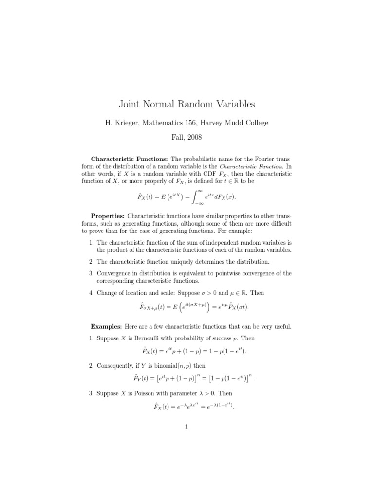 Joint Normal Rvs | PDF | Normal Distribution | Measure Theory