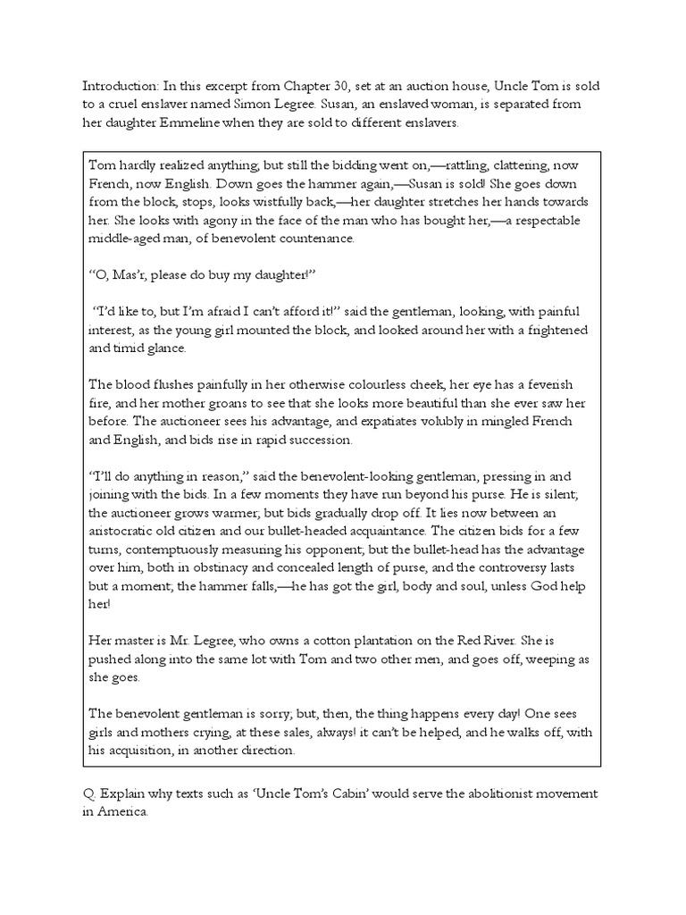 Excerpt From Uncle Tom's Cabin | PDF