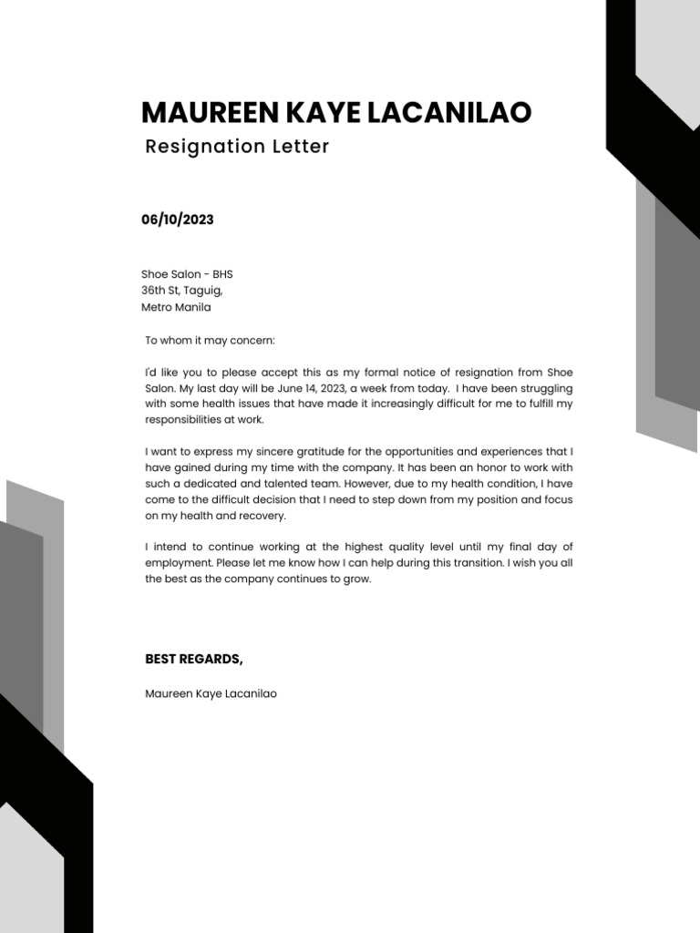 Mau - Resignation Letter | PDF | Career & Growth