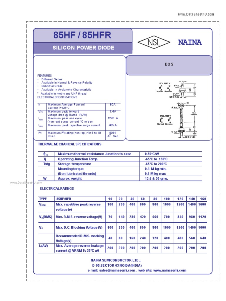 85HF Naina | PDF | Diode | Electrical Resistance And Conductance