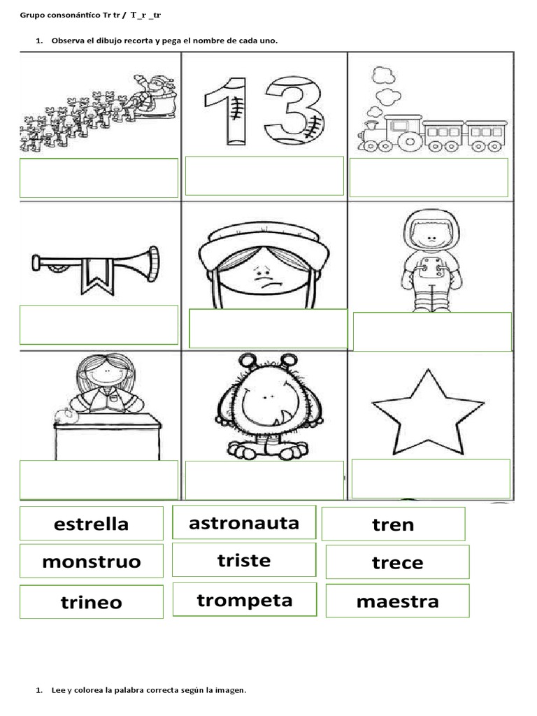 Actividades para el grupo consonántico Tr | PDF