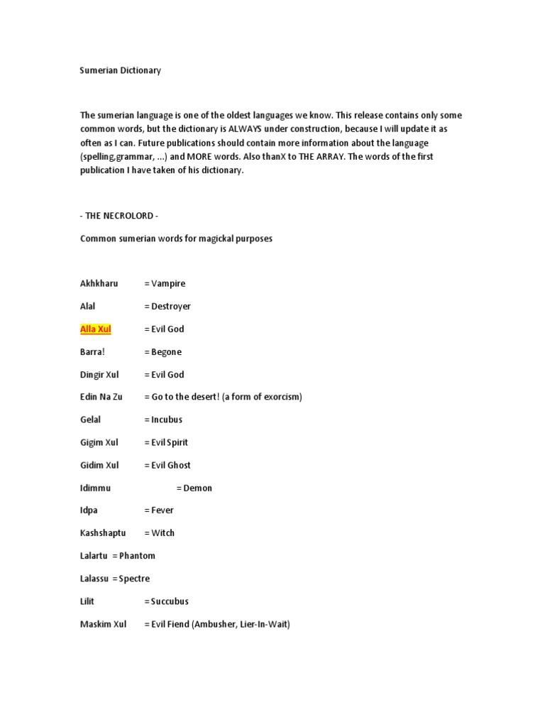 Sumerian Dictionary | PDF | Mesopotamian Mythology | Ancient Semitic Religions